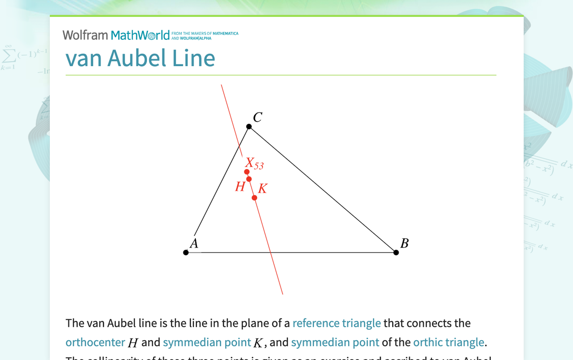 van Aubel Line -- from Wolfram MathWorld